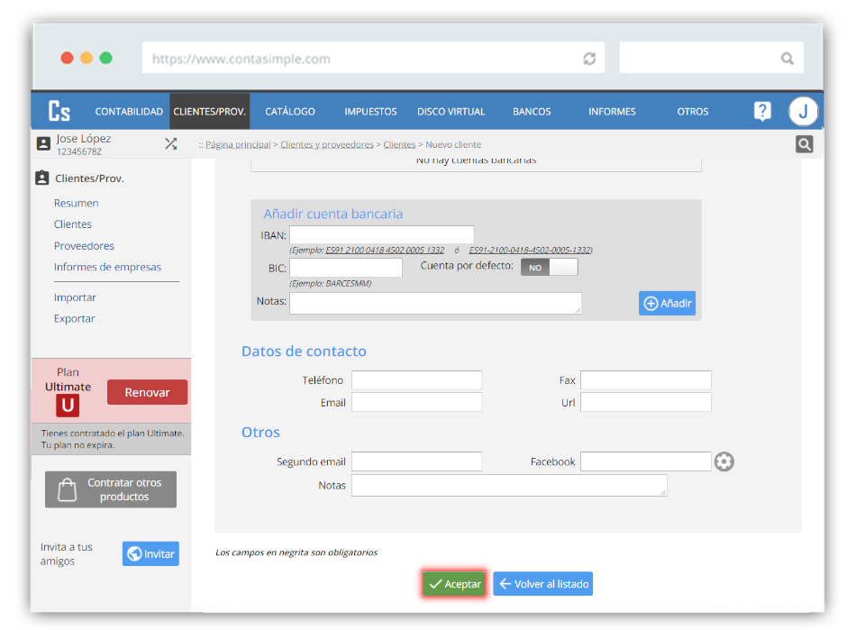 Listado De Clientes Gestión De Clientes En Contasimple